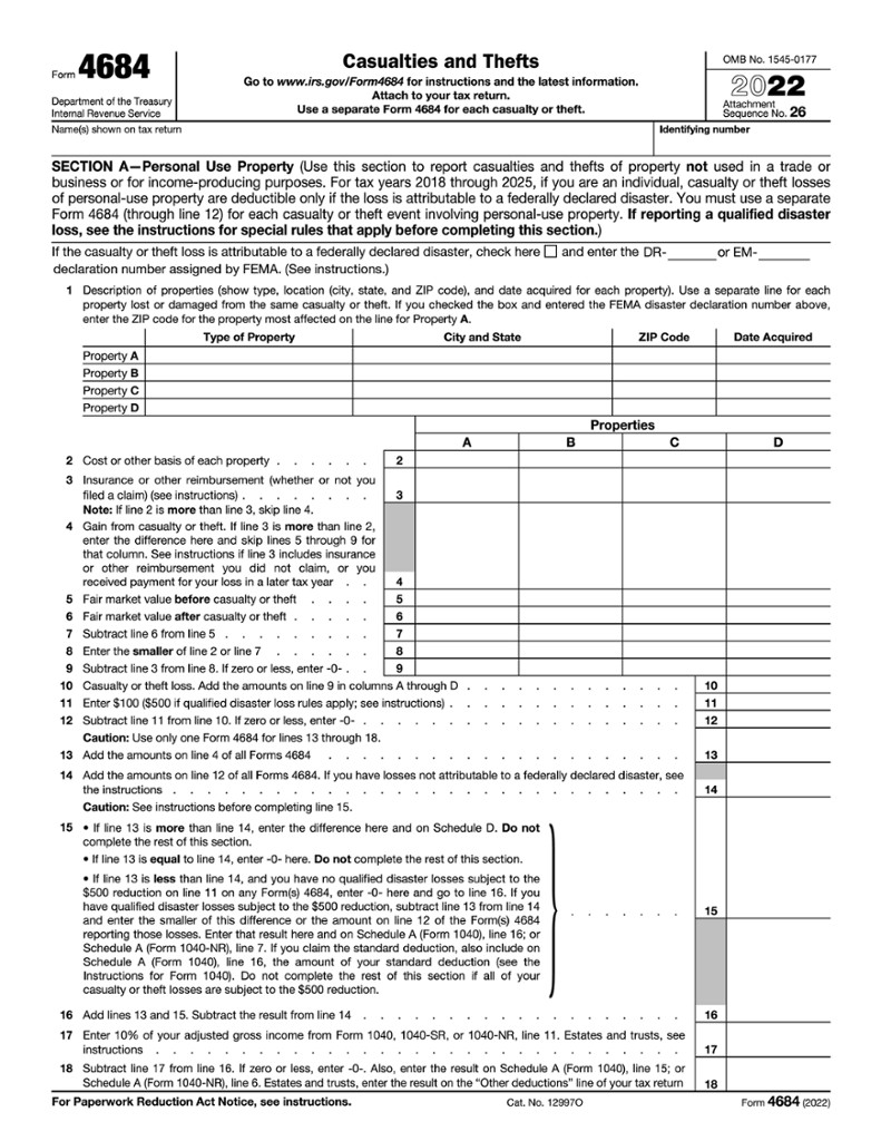 Form 4684, Casualties and Thefts Tutorial | Sophia Learning